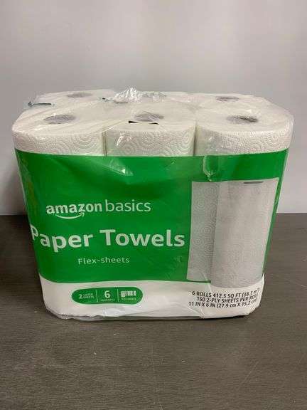 Amazon Basics Paper Towel - 6 Rolls - 2 Layer Flex Sheets - Vitcom Auction