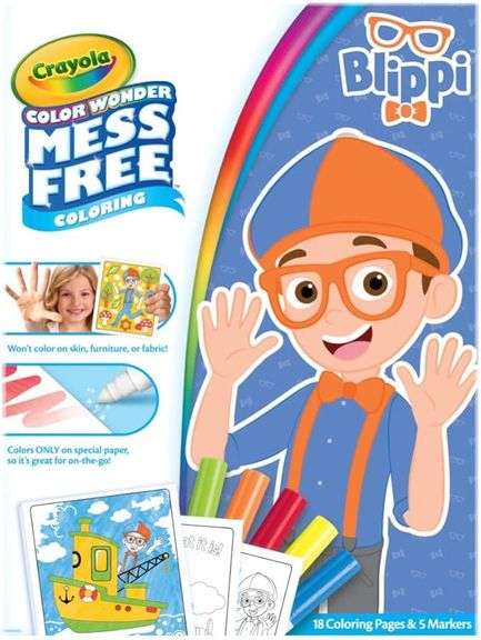 Crayola Blippi Color Wonder Coloring Set, 18 Blippi Mess Free Coloring ...